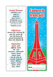 Learn Foreign Language Skills J'adore le français bookmark