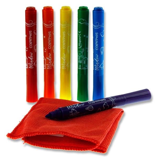 Learn Foreign Language Skills 6 Window Felt Tip Pens & Cloth